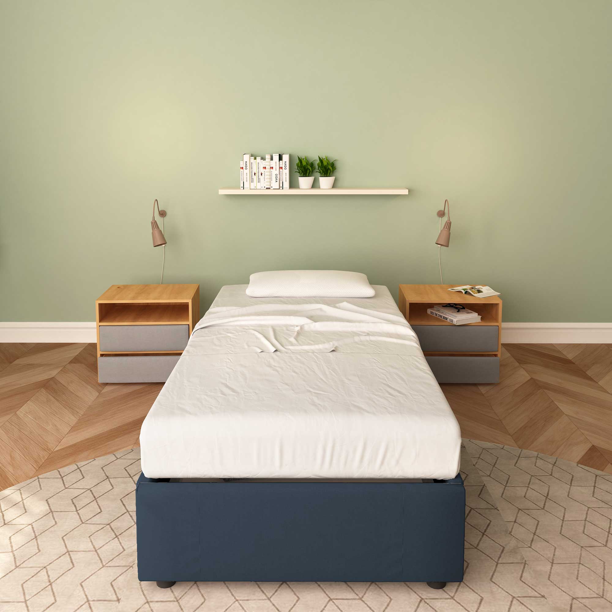 Single storage bed without headboard in Cloe eco-leather