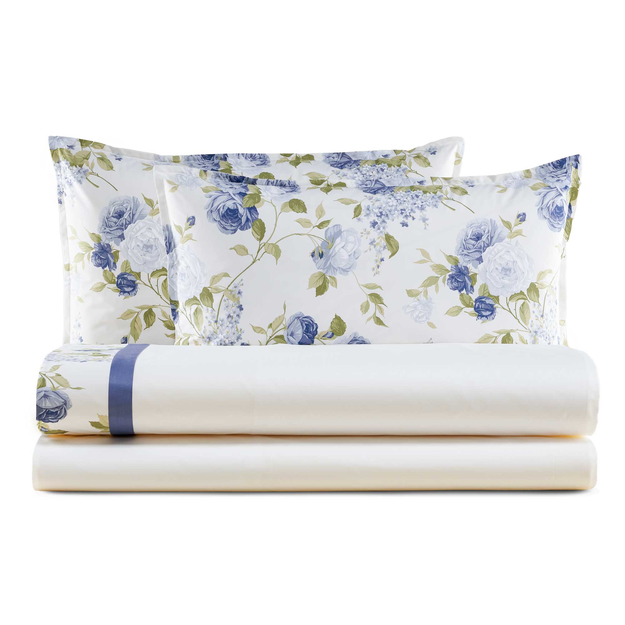 Double bed set with pure cotton sheets with flounce and Leila Eko prin